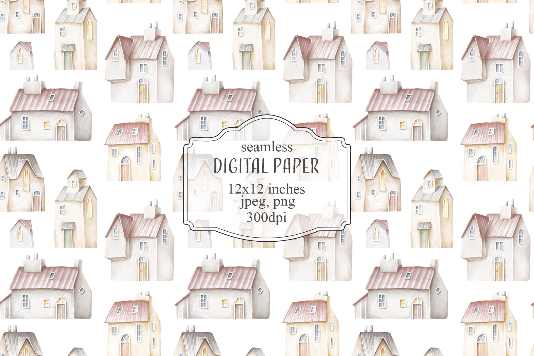 Countryside Digital Papers and Borders Seamless Patterns | Etsy