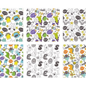 Funny Monster Digital Paper, Scrapbook Papers, Nursery Patterns ...