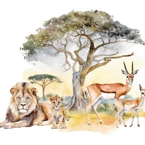 Safari Animals Clipart Png Digital Download, Watercolour Africa Animals ...