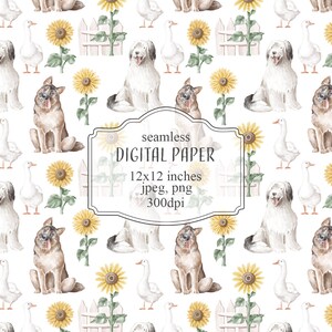 Countryside Digital Papers and Borders, Seamless Patterns, Cottage Core ...