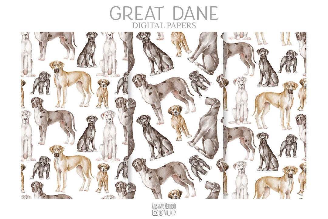 Great Dane Dog Breed Digital Papers Instant Download, Great Dane Dogs ...