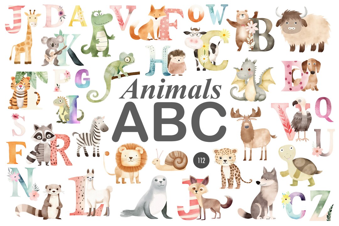 Animals Alphabet Clipart Png Download, A-z Nursery Kids Room Printable ...
