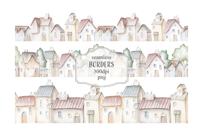 Countryside Digital Papers and Borders Seamless Patterns | Etsy