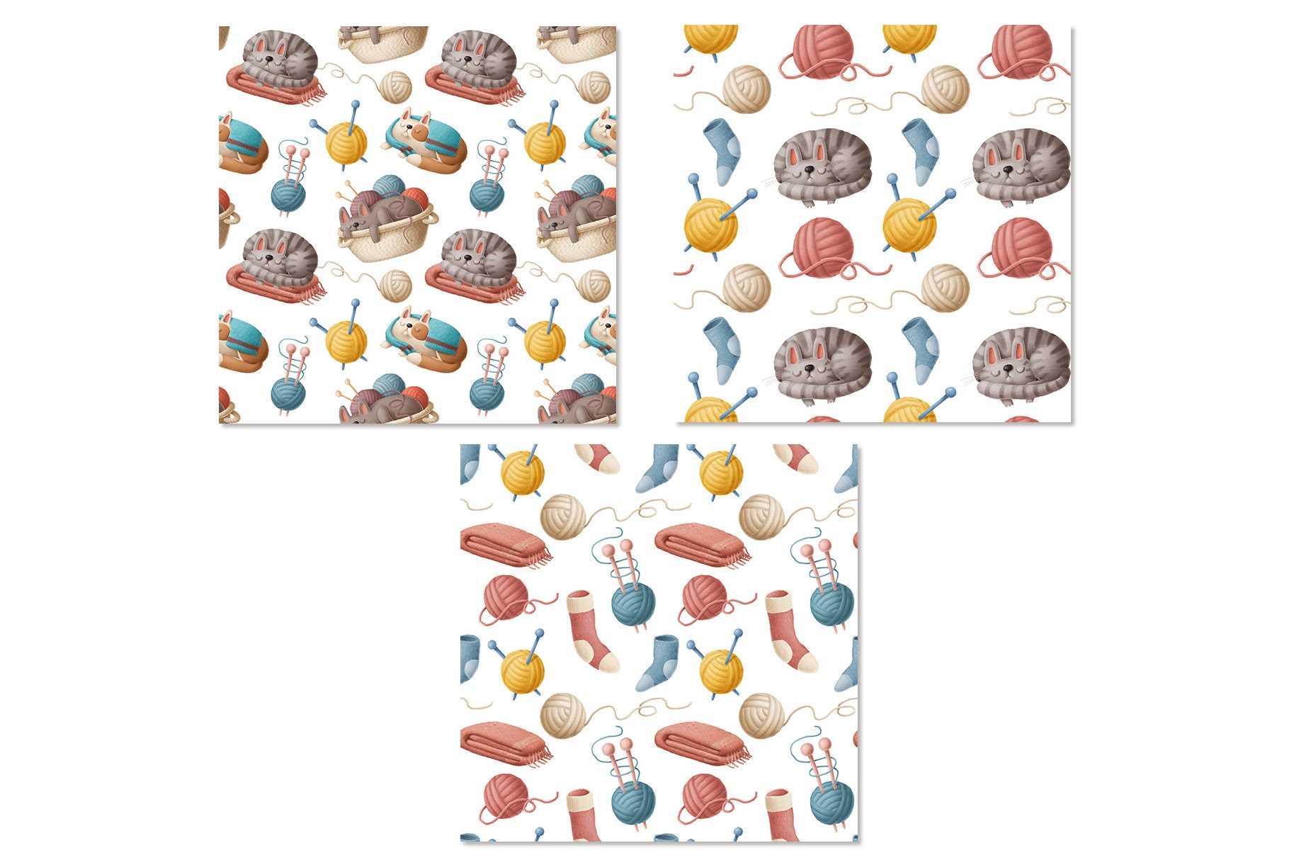 Knitting Digital Paper Pack Crafting Seamless Backgrounds - Etsy