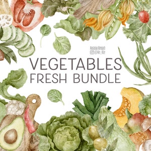 Fresh Vegetables Png Watercolor Clipart Bundle, Hand Drawn Vegetable ...