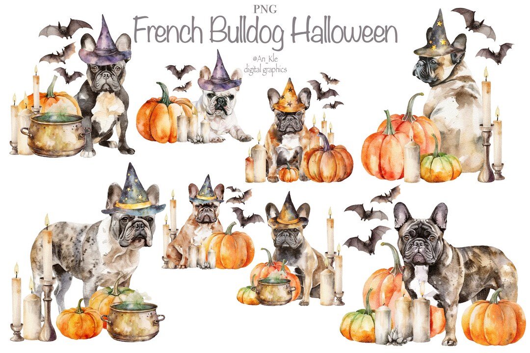 Halloween Frenchie Clipart Png Digital Download, French Bulldog With ...