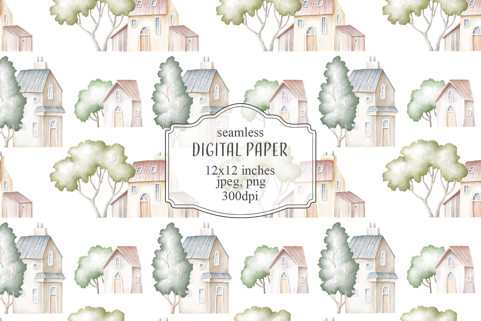 Countryside Digital Papers and Borders Seamless Patterns - Etsy