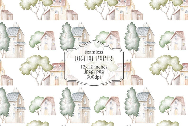 Countryside Digital Papers and Borders Seamless Patterns - Etsy
