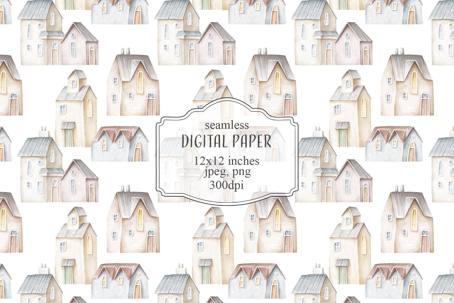Countryside Digital Papers and Borders Seamless Patterns | Etsy