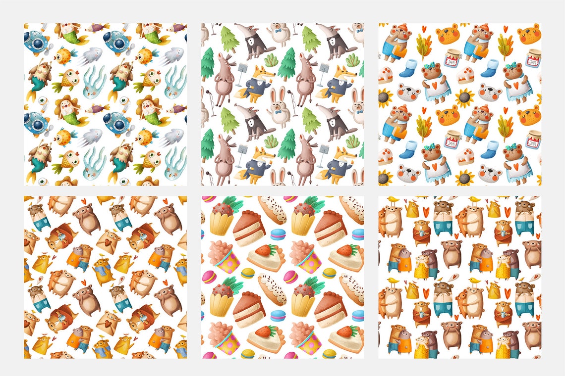 Cute Digital Papers With Animals Kids Nursery Seamless - Etsy