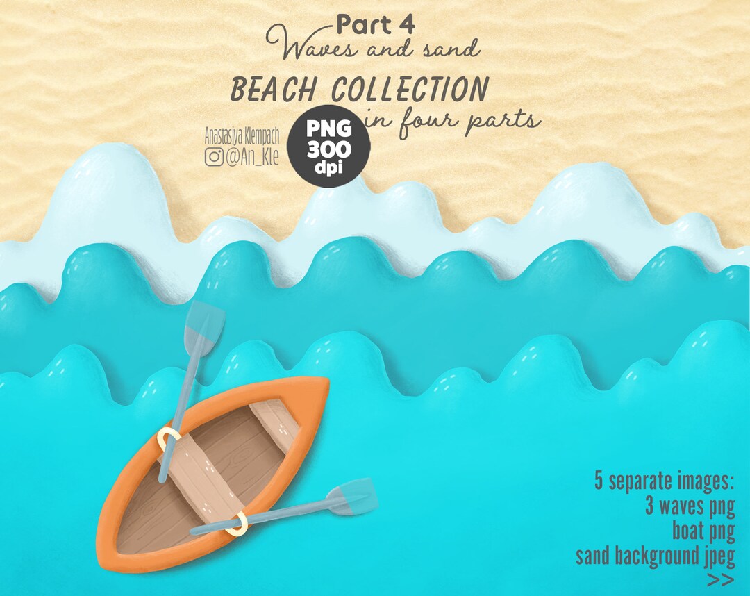 Waves and Sand Clipart Digital Download, Summer Tropical Beach ...