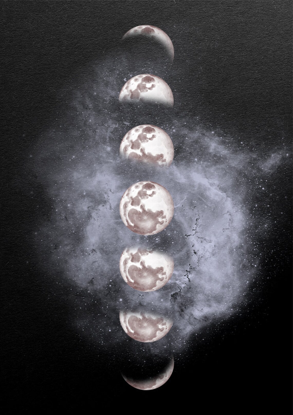 Moon Phases Clipart Celestial Watercolor Moon Space - Etsy