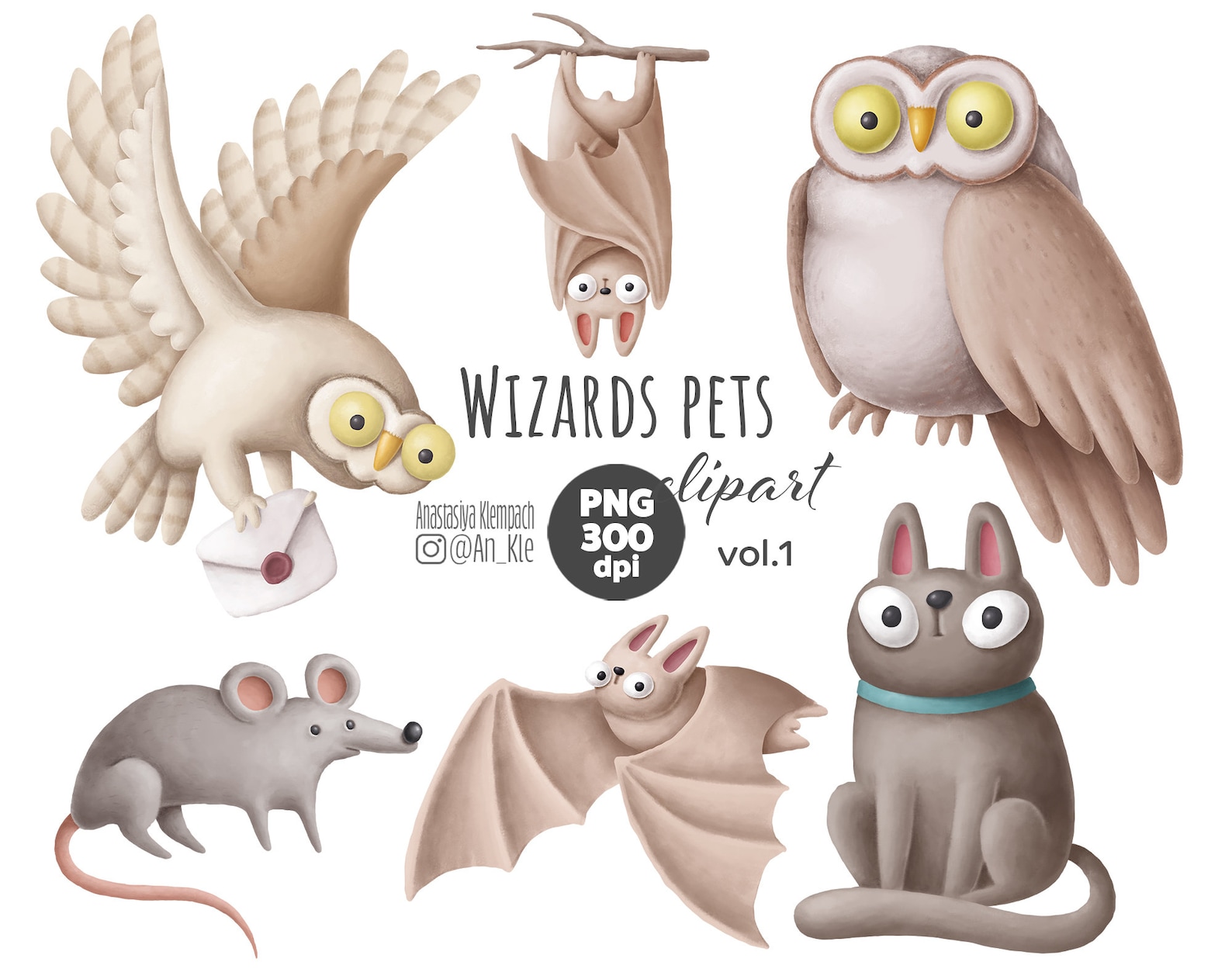 Wizard Animals Png Witch Pets Clipart Owl Magical Halloween - Etsy UK