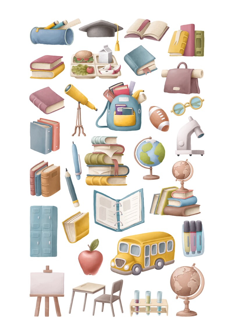 School Clipart Png Digital Download Back to School Digital - Etsy