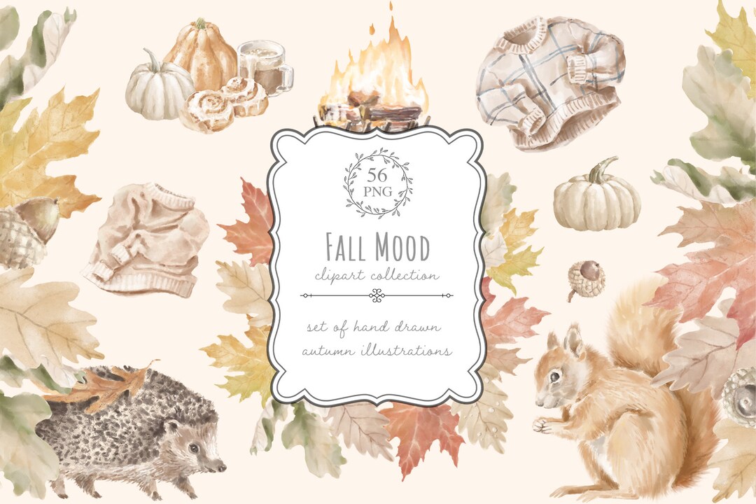 Autumn Mood Clipart Frames and Papers Fall Png Clipart - Etsy