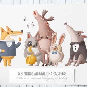 Choir Clipart Png Digital Download Cartoon Animals Singing - Etsy UK