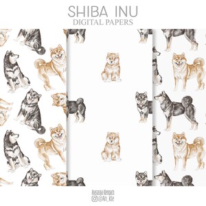 Shiba Inu Dogs Digital Paper Set, Shiba Inu Seamless Patterns Dog ...