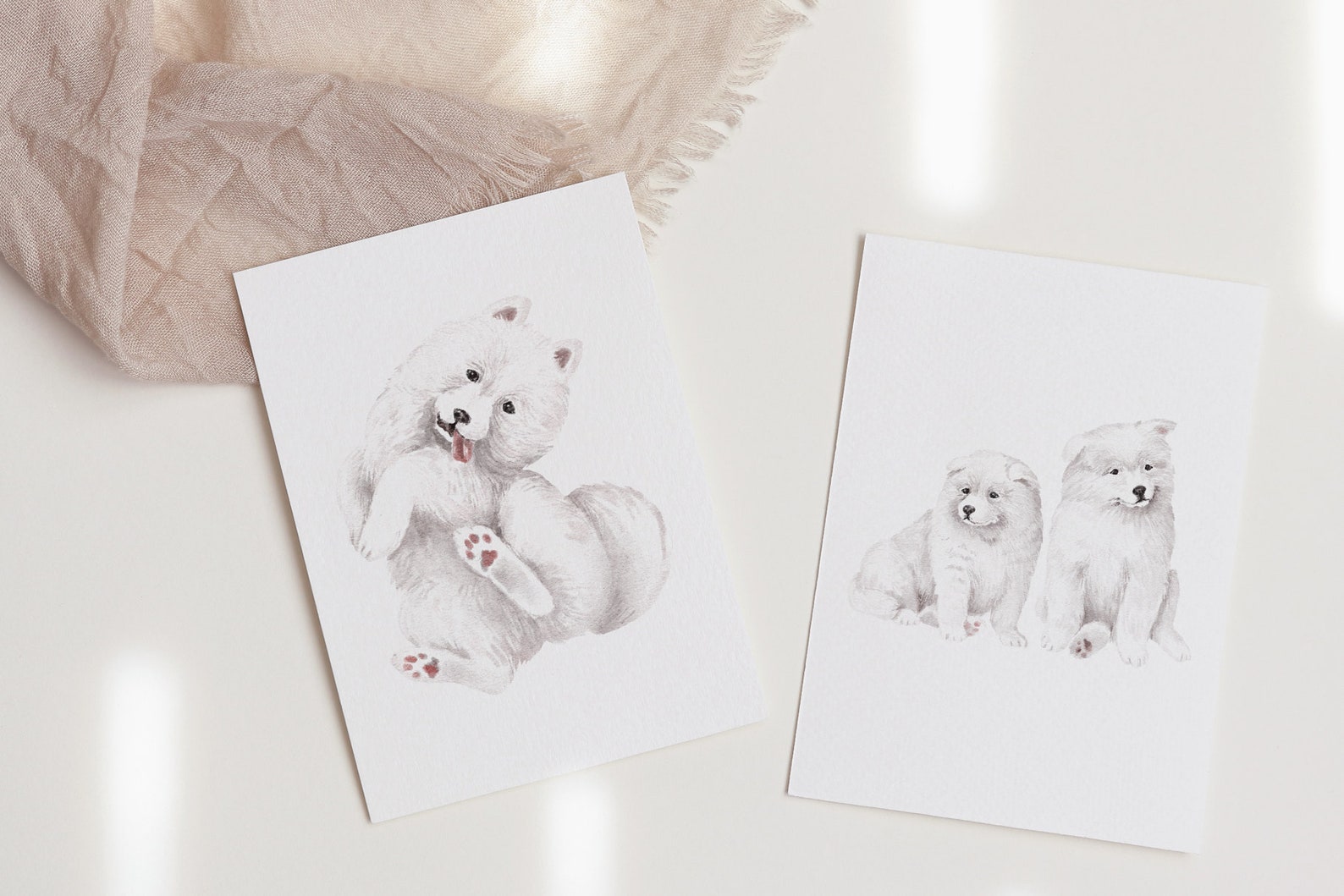 Samoyed Dogs and Puppies Hand Drawn Clipart Png Cute Samoyed - Etsy