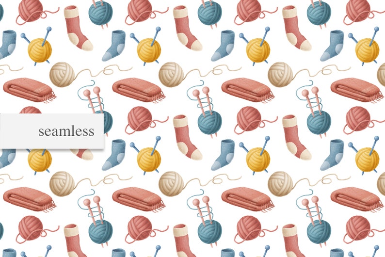 Knitting Digital Paper Pack Crafting Seamless Backgrounds | Etsy