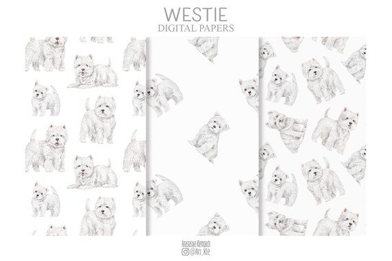 WESTIE Dogs Digital Paper Pack Dog Seamless Patterns Digital - Etsy