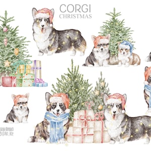 Corgi Christmas Dogs Digital Graphics Clipart Png, Holiday Dog Breed ...
