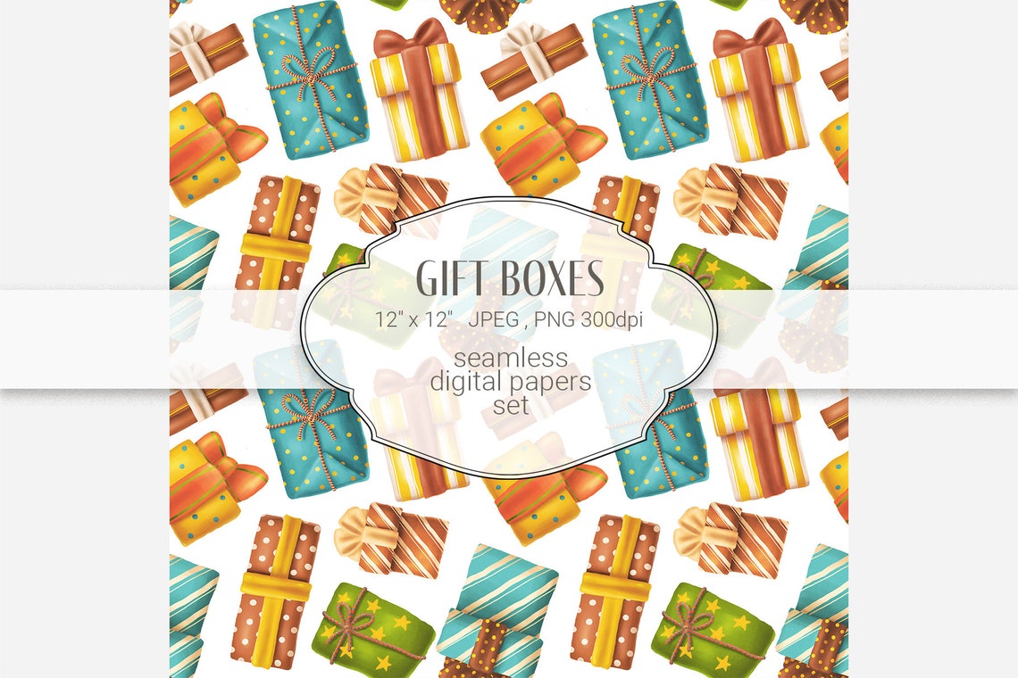 Gift Boxes Digital Papers Digital Download Seamless Digital - Etsy
