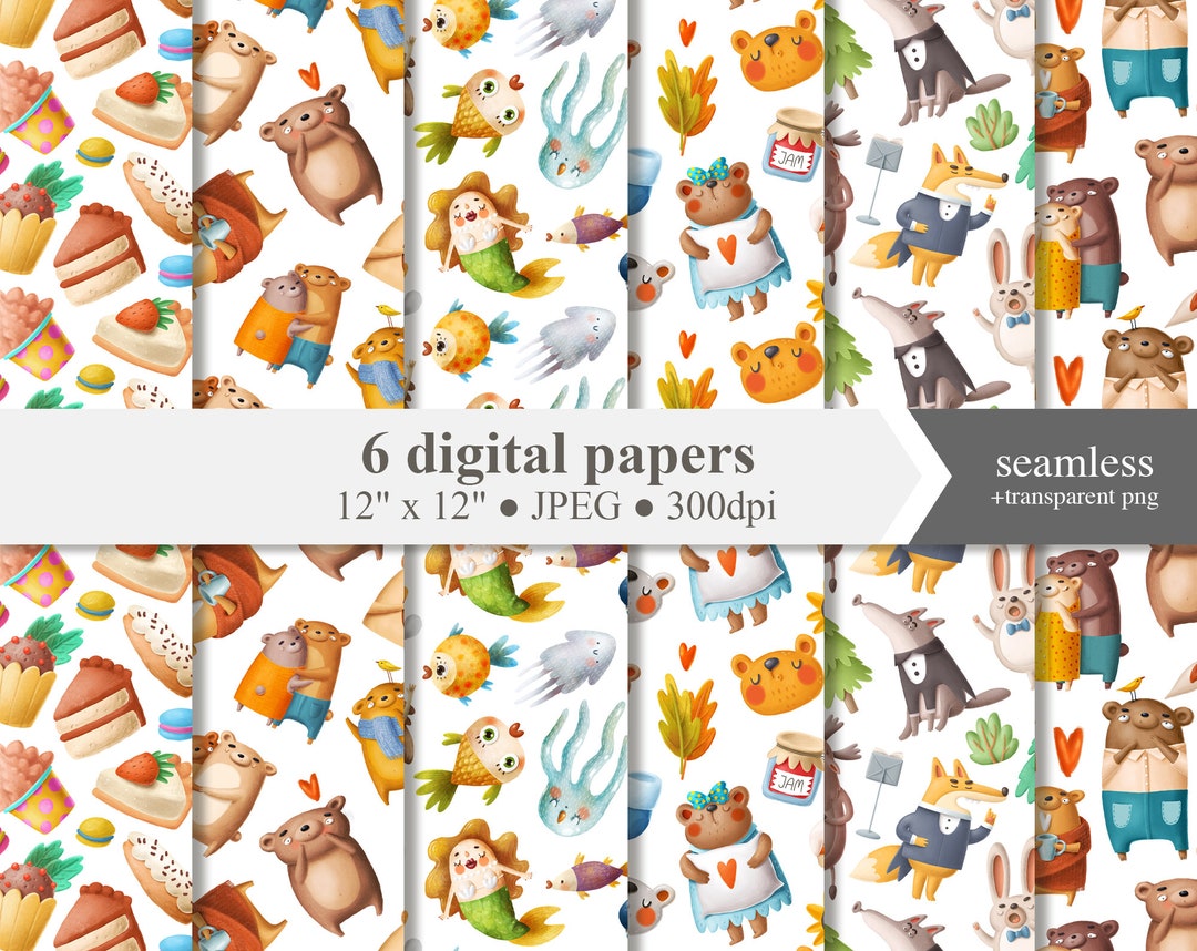Cute Digital Papers With Animals Kids Nursery Seamless - Etsy