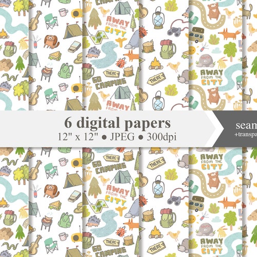Camping Digital Paper Pack Wandering Hike Background - Etsy