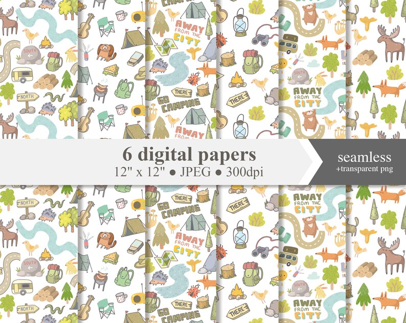 Camping Digital Paper Pack Wandering Hike Background - Etsy