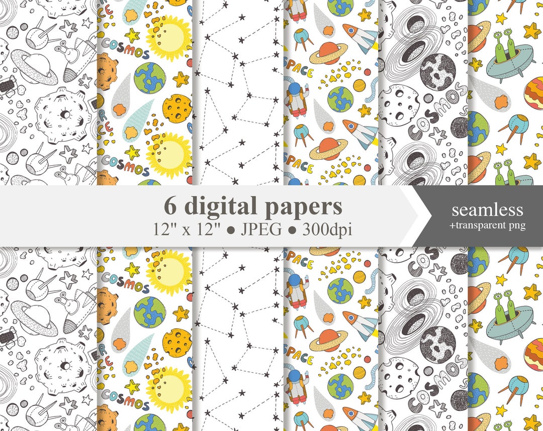 Space Digital Papers Outer Space Seamless Patterns Galaxy - Etsy UK