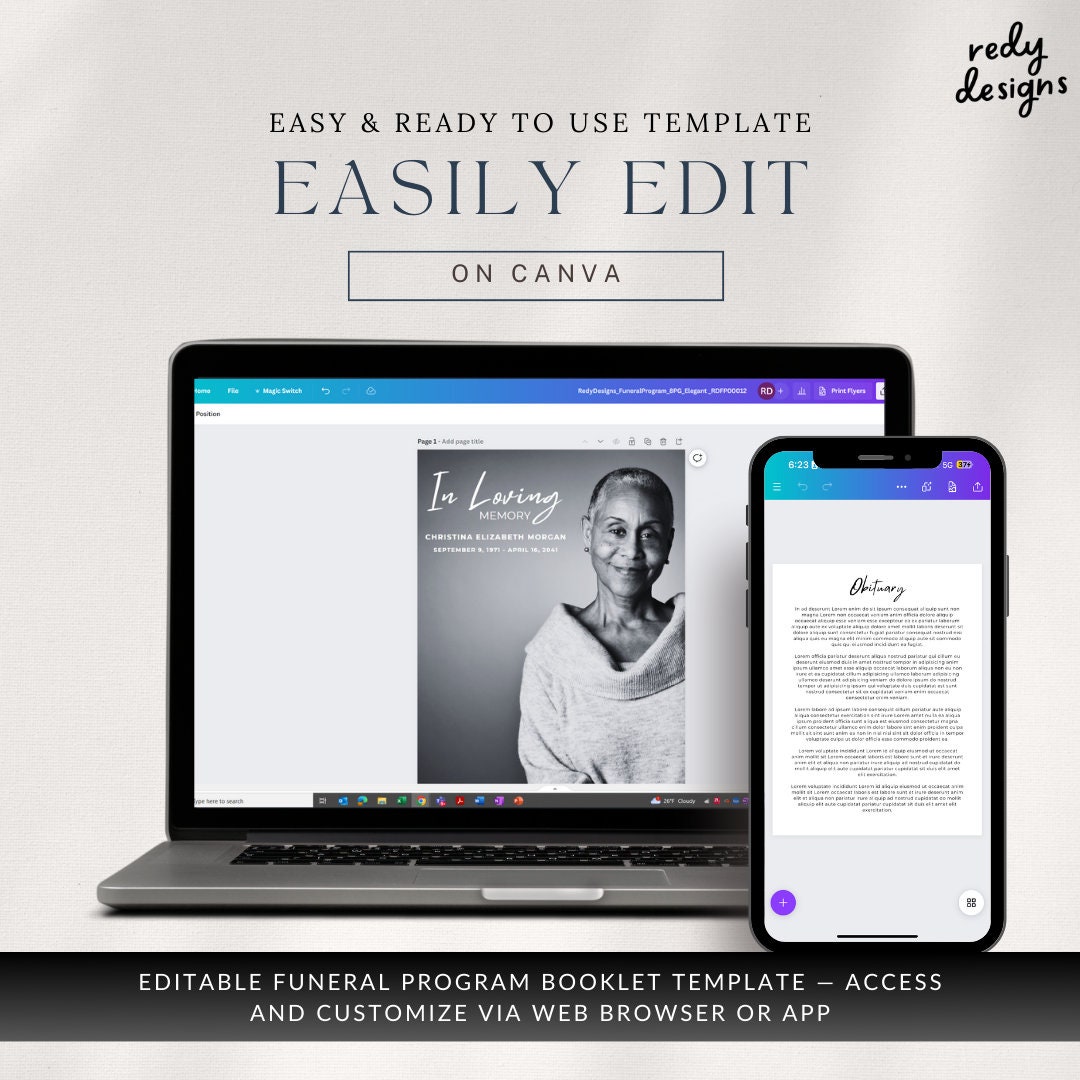 Elegant Funeral Program | 12-page Booklet | Editable in Canva | Instant ...