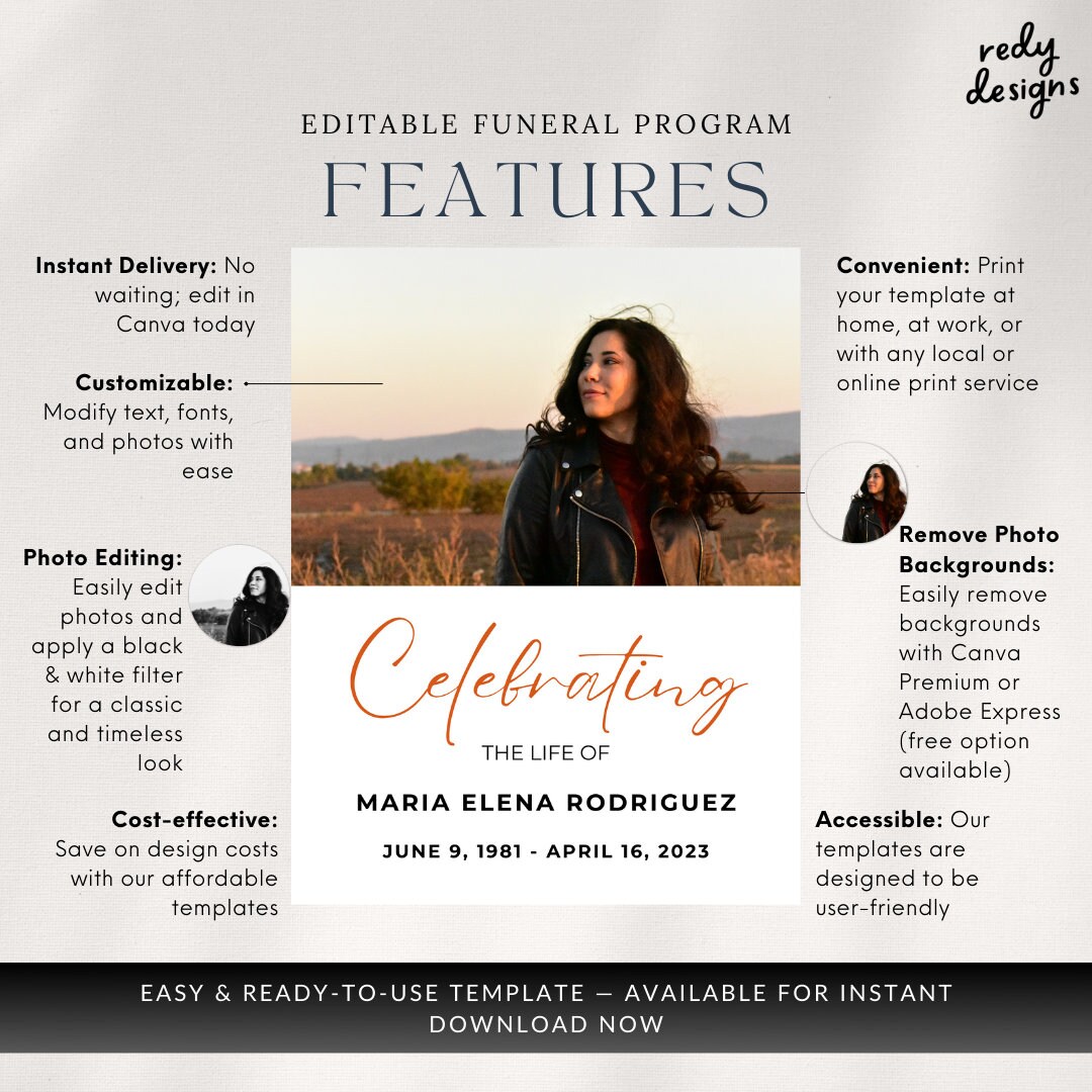 Sunset Funeral Program 16-page Booklet Editable in Canva Instant ...