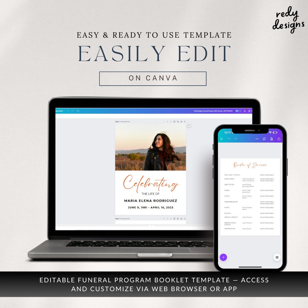 Sunset Funeral Program 16-page Booklet Editable in Canva Instant ...