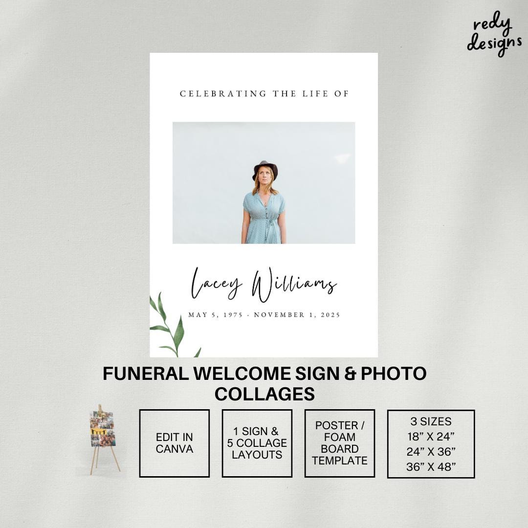 Memorial Welcome Sign Template: Celebration of Life Photo Collage ...
