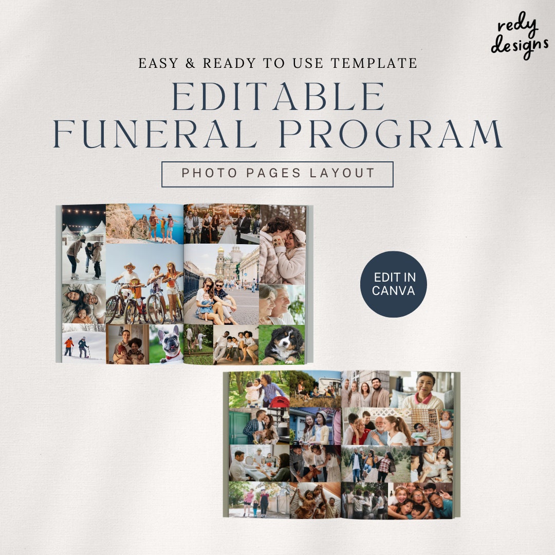 Elegant Funeral Program | 12-page Booklet | Editable in Canva | Instant ...