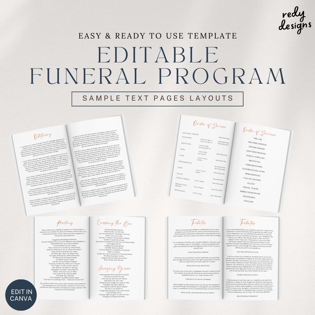 Sunset Funeral Program 16-page Booklet Editable in Canva Instant ...