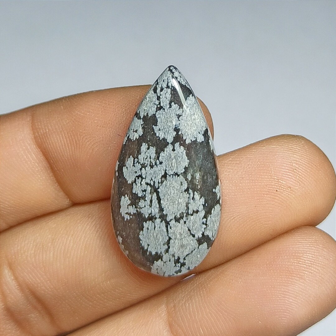 Natural Snowflake Obsidian Cabochon Gemstone...pear Shape Gemstone ...