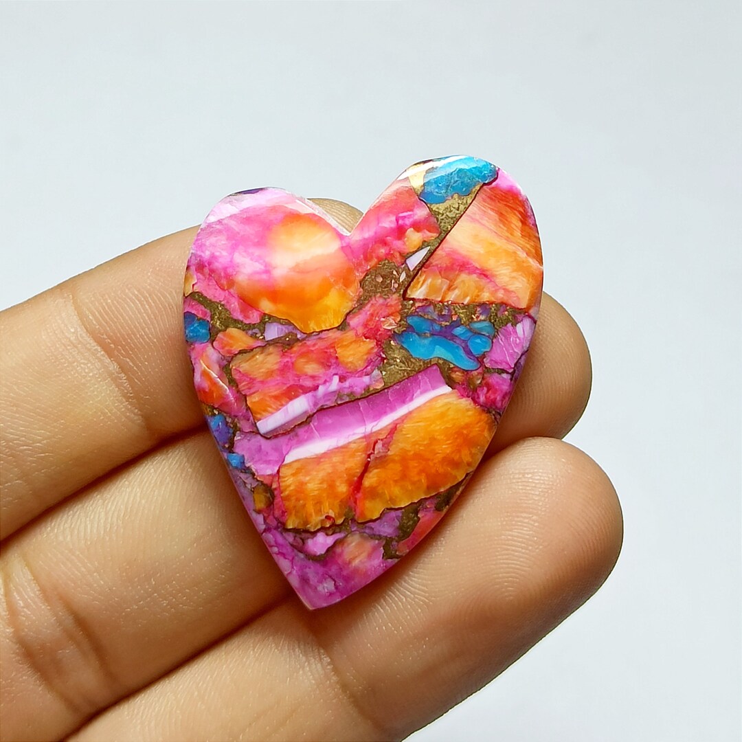 Stunning Pink Spiny Oyster Copper Veins Turquoise Gemstone Beautiful ...