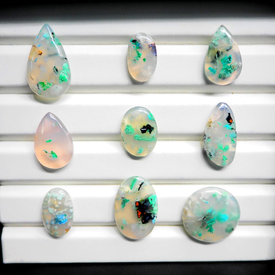 Confetti Chrysocolla Cabochon: Native Copper Chalcedony Gemstone for ...