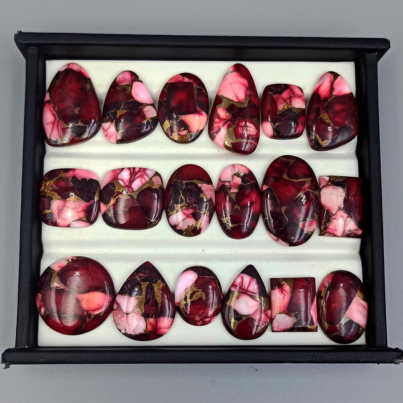 Dahlia Rose Cabochon – Deep Red & Blush Pink Composite Gemstone– High ...