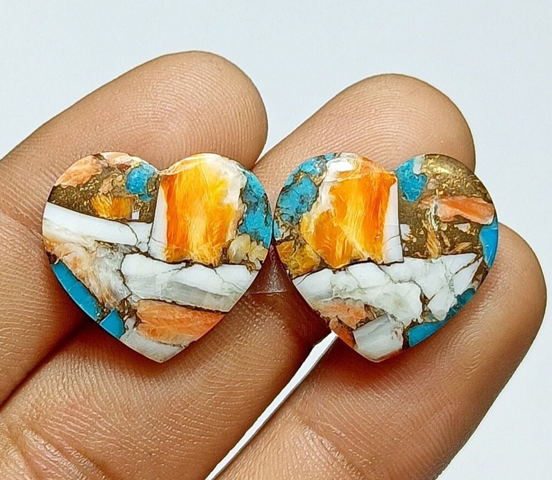 Spiny Oyster Copper Turquoise Stone, Pair Cabochon, Oyster Turquoise ...