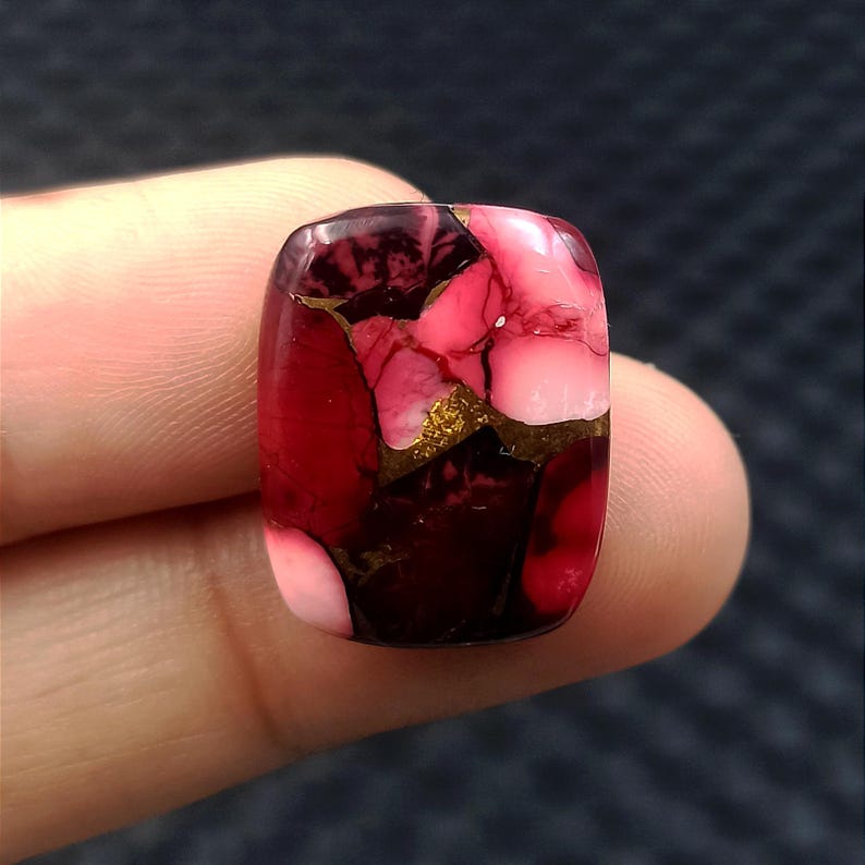 Dahlia Rose Cabochon – Deep Red & Blush Pink Composite Gemstone– High ...