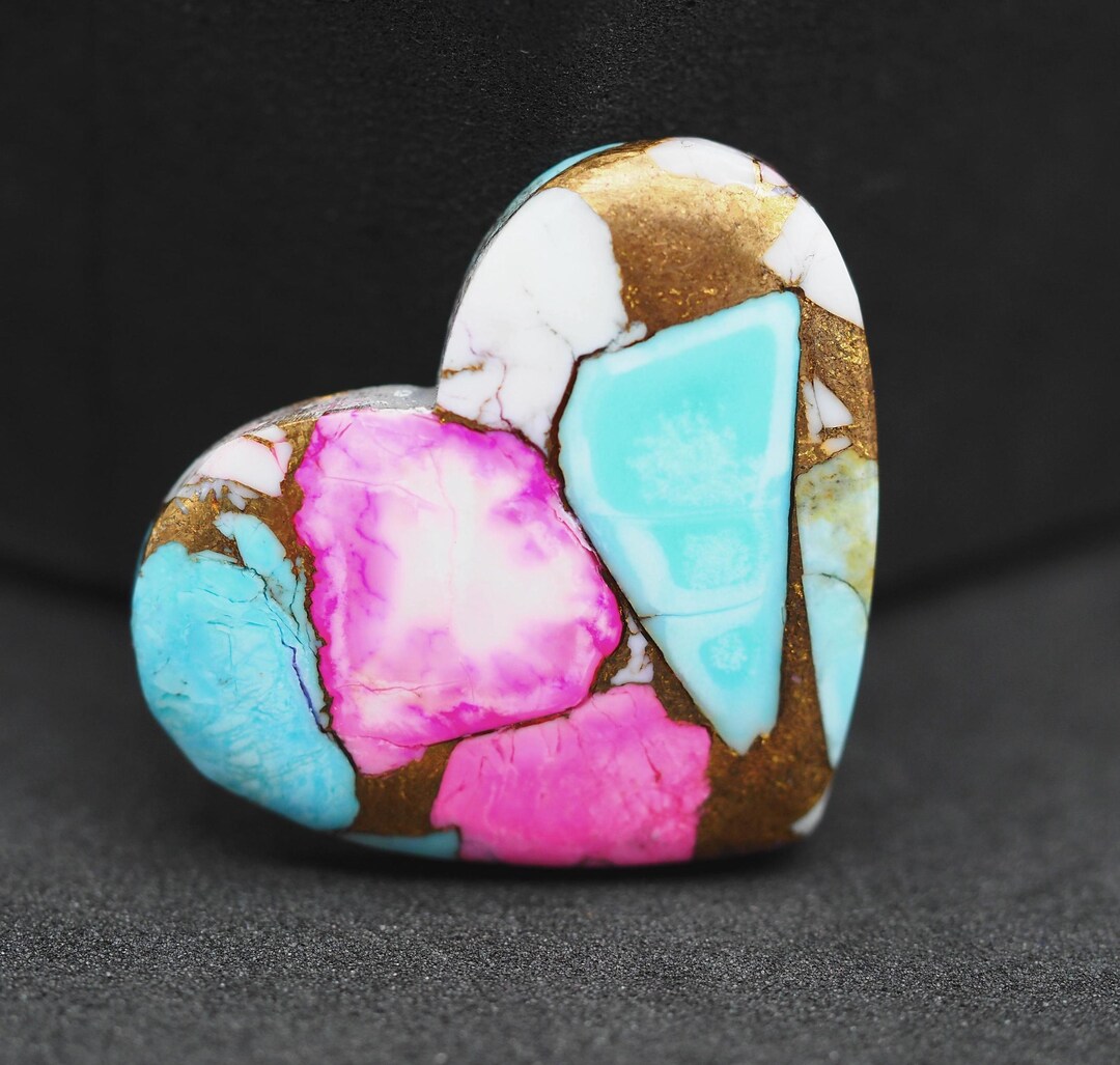 Cotton Candy Stone, Heart Cotton Candy Gemstone, Cotton Candy Cabochon ...