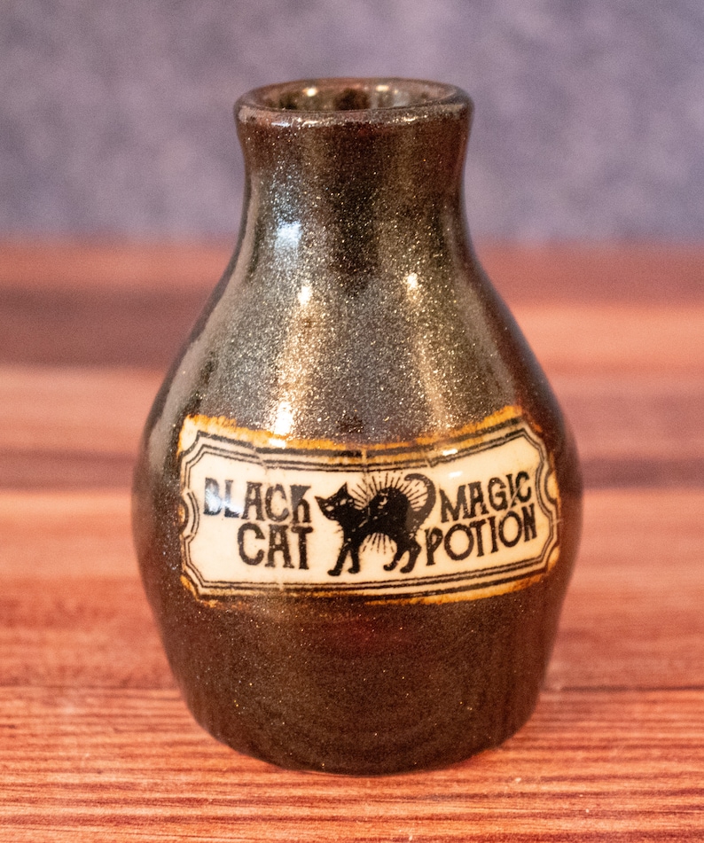 Sparkling Black Cat Potion Bottle - Etsy