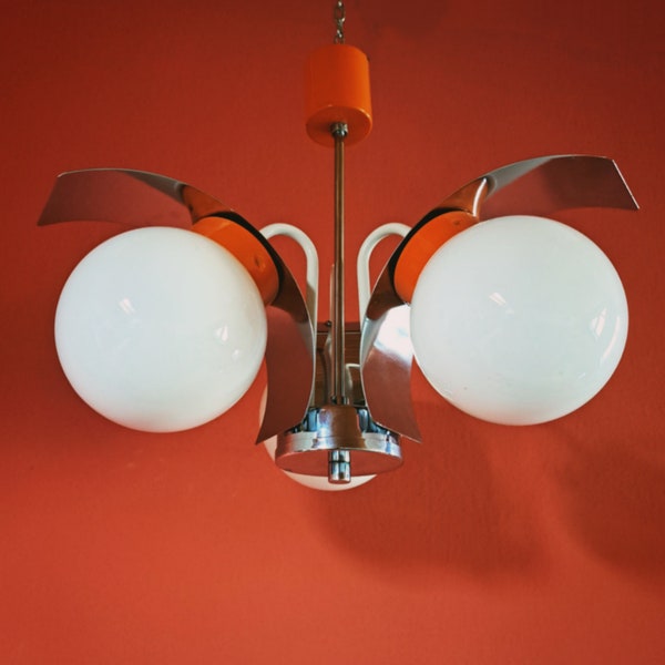 Orange Glass Retro Pendant Light - Etsy UK