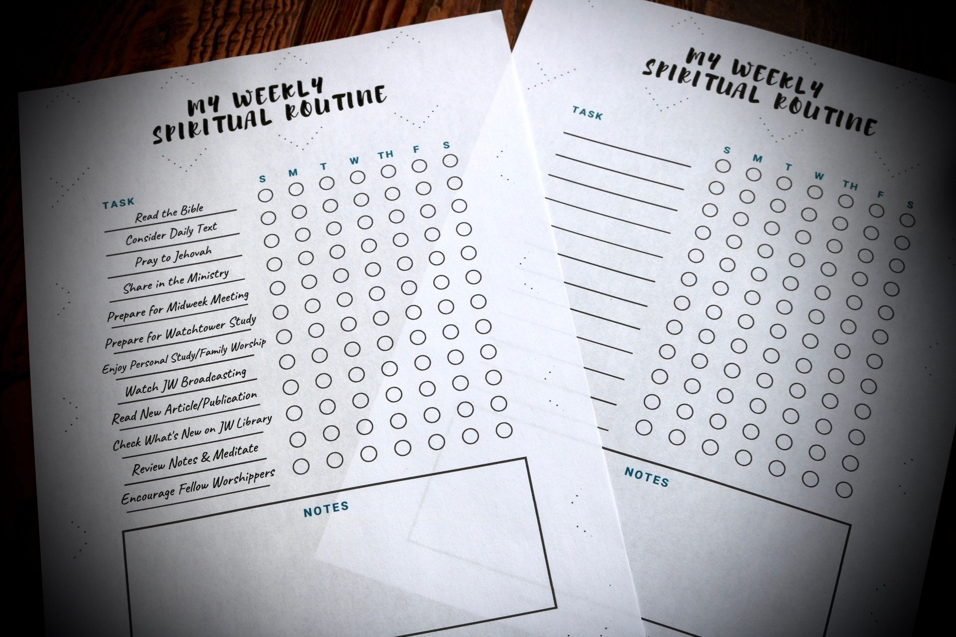 JW Weekly Spiritual Routine Checklist ~ Goal Tracker ~ Jehovah's ...