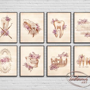 Dental Artwork 8 Tooth Posters Dentist Gift Teeth Anatomy Art Dentistry ...