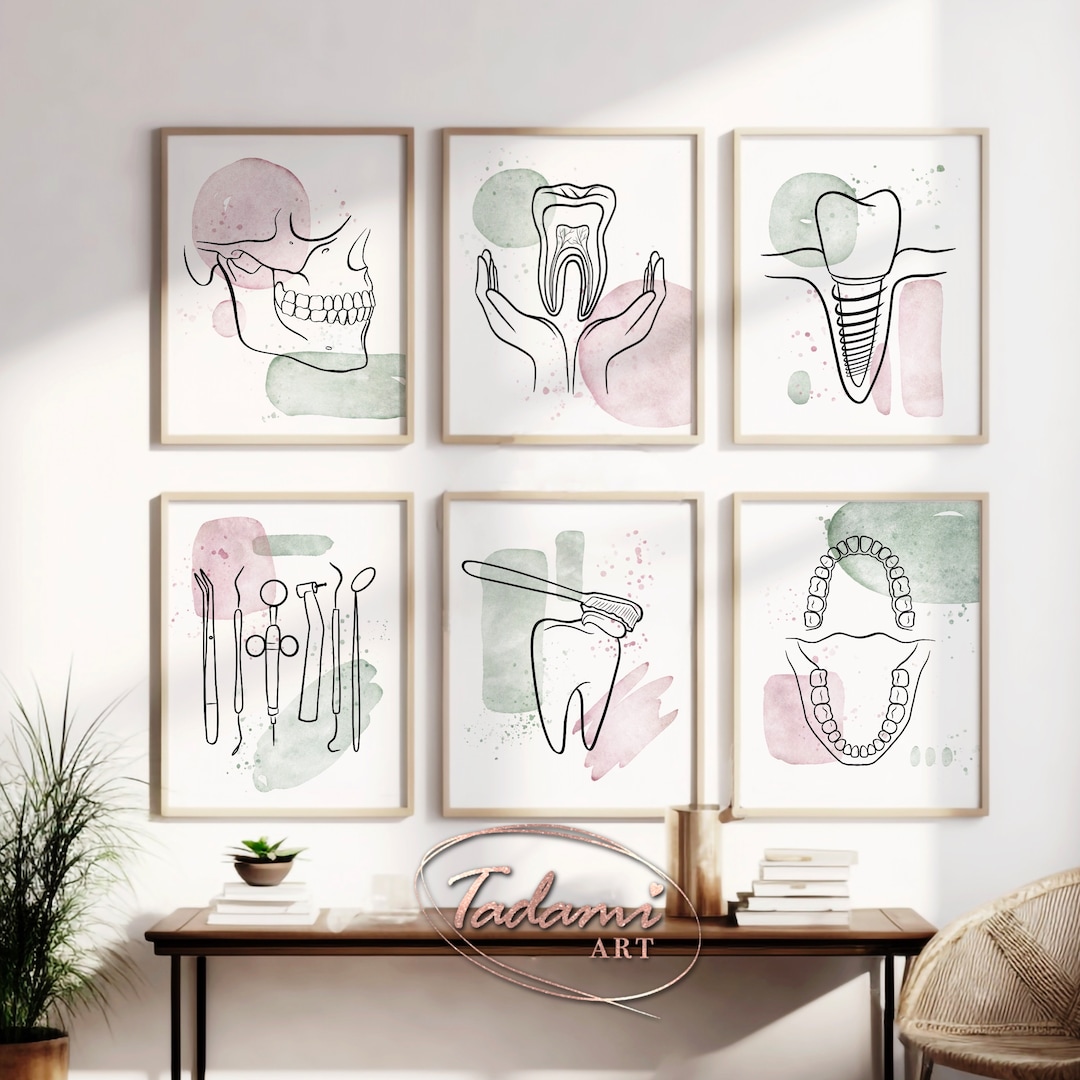 Dental Clinic Decor, Line Dental Poster, Tooth Anatomy Art, Dentist ...