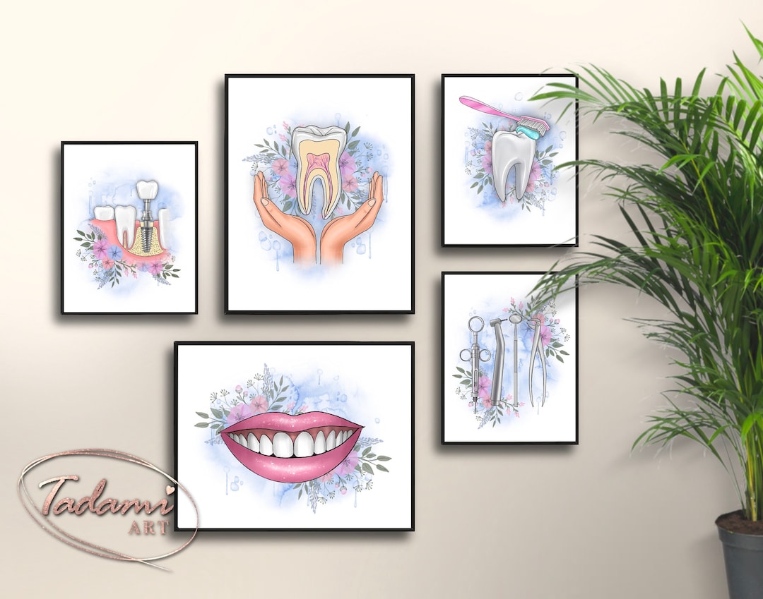 Dental Art Prints, Tooth Implant, Brushing, Smile Art (digital Download ...