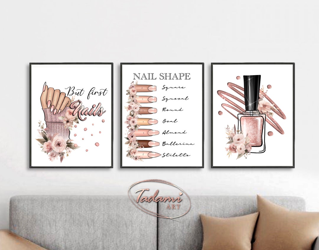 Nails Salon Wall Art, Nails Tech Poster, but First Nail, Nail Shape ...